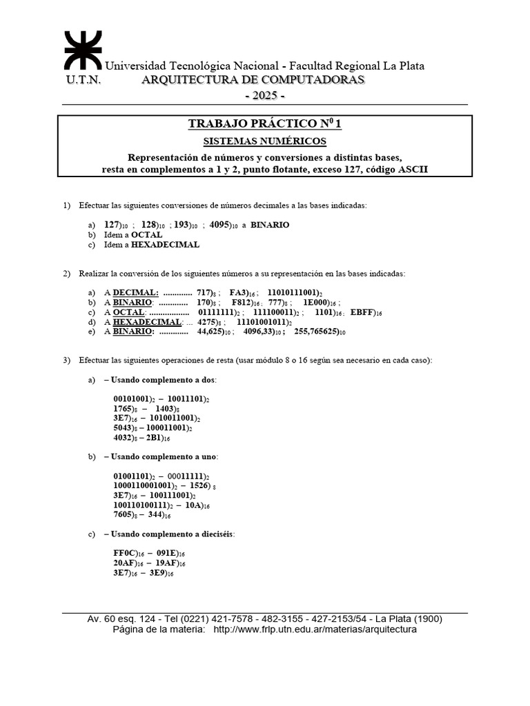 Practica1 2025 SistemasNumericos | PDF | Teoría de la computación | Matemática Elemental
