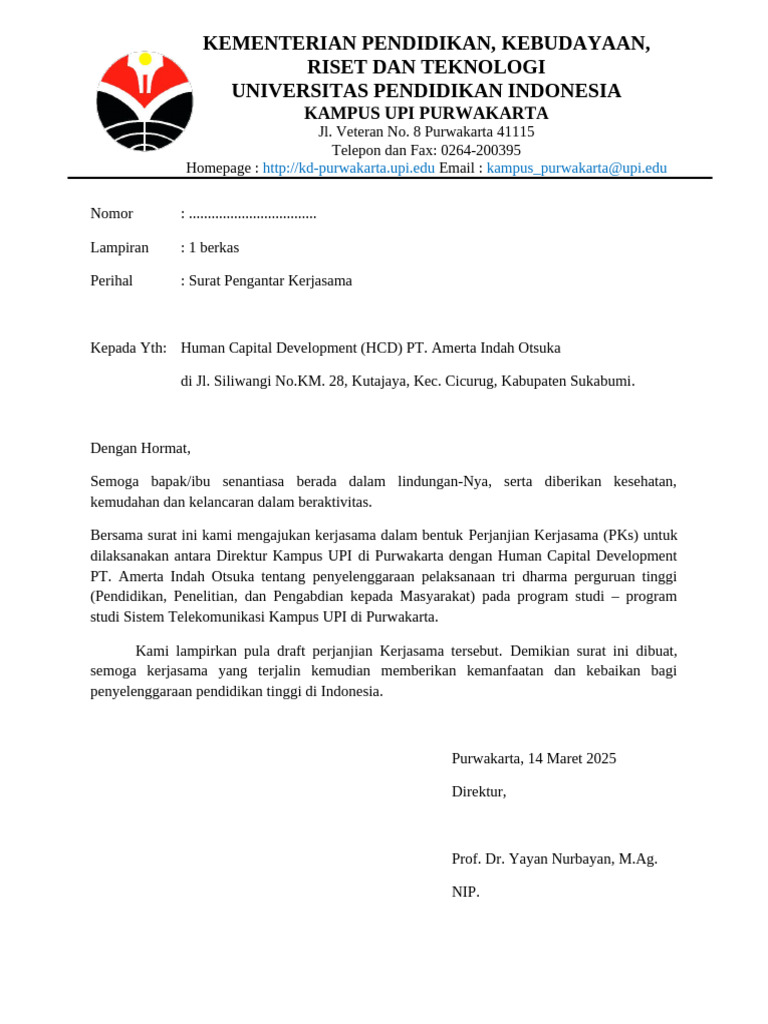 surat pengajuan PKs ke PT AIO (1) | PDF