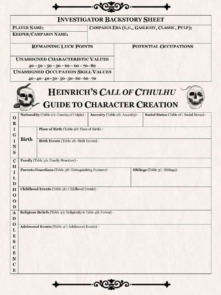 Appendix D - Investigator Backstory Sheet (FINAL REVISED) (Fillable) | PDF