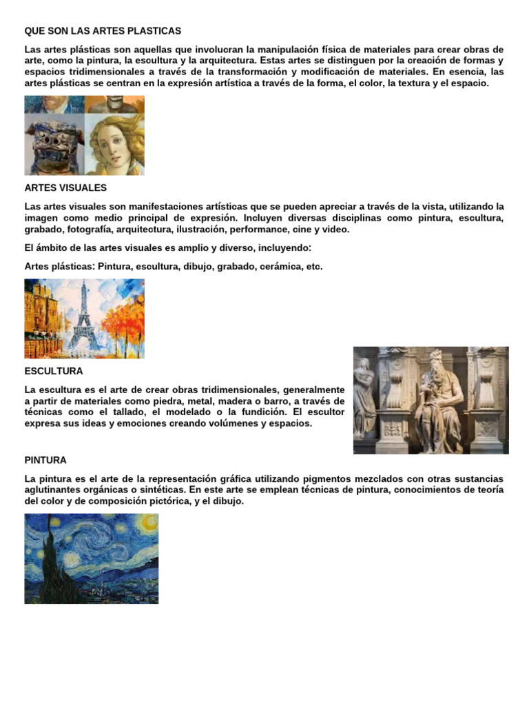 Definición de Artes Plásticas y Visuales | PDF | Pinturas | Escultura