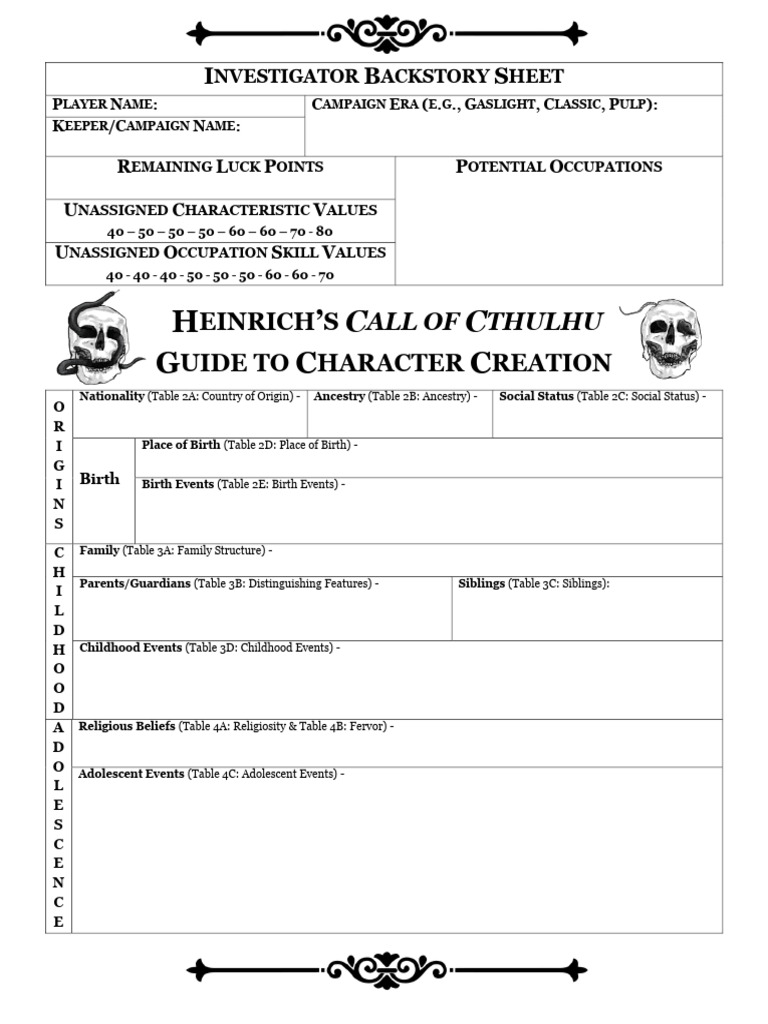CCG Appendix D (Backstory Sheet) (Photocopy Friendly) | PDF