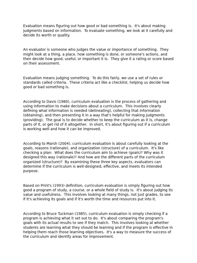Curriculum Evaluation Script | PDF | Evaluation | Curriculum