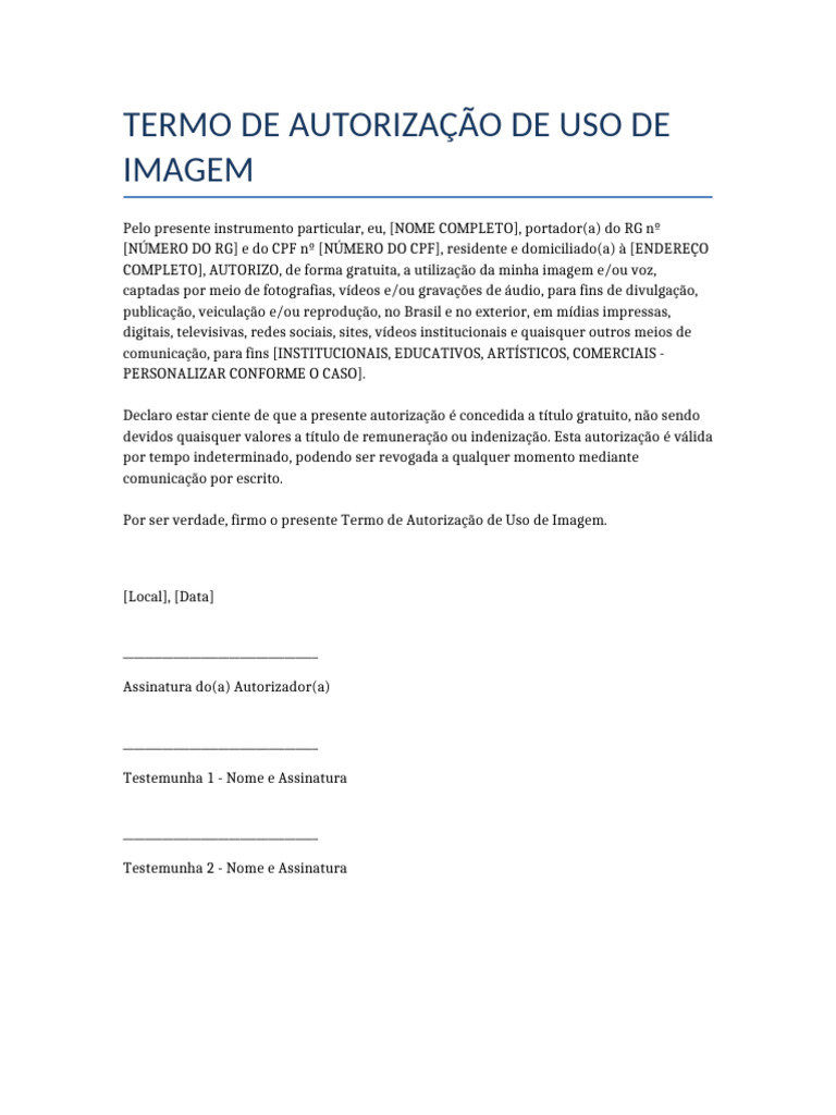 Termo Autorizacao Uso Imagem | PDF