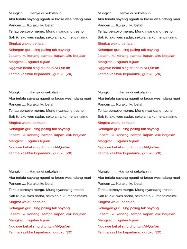 Lirik Lagu Perpisahan | PDF