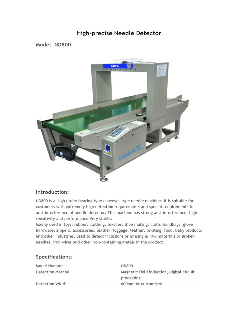 ND800 High-Precision Needle Detector | PDF | Iron | Metals