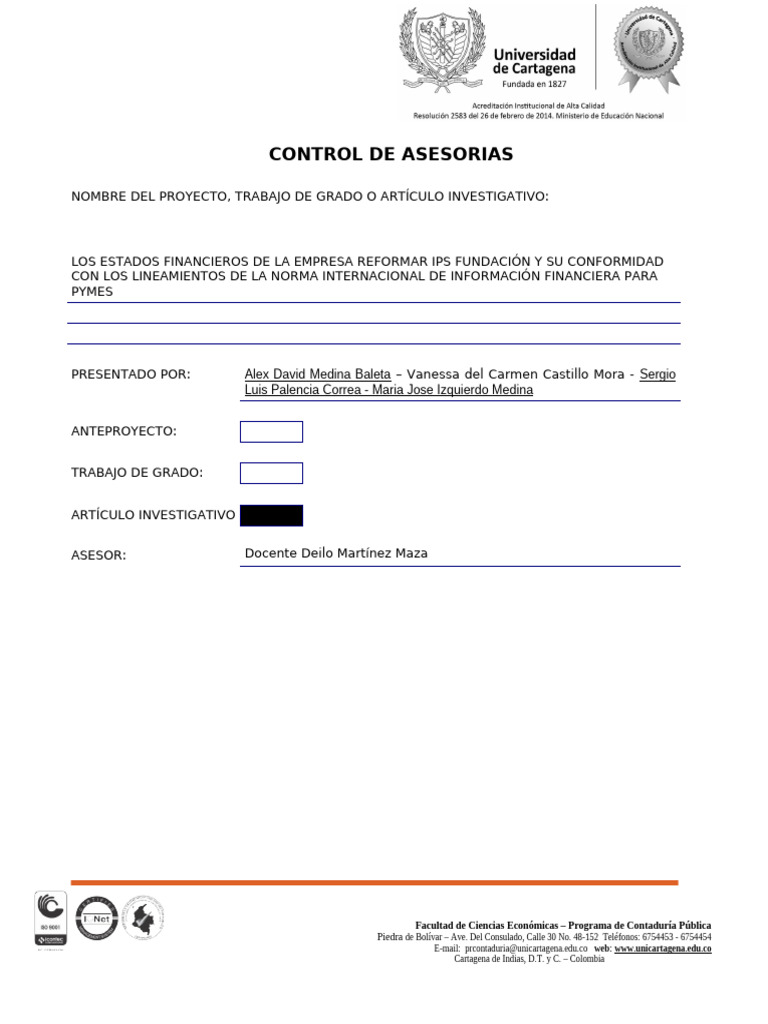 FORMATO DE CONTROL DE ASESORIAS- ANDREA PEREIRA Y WAINER LLANOS (4) | PDF