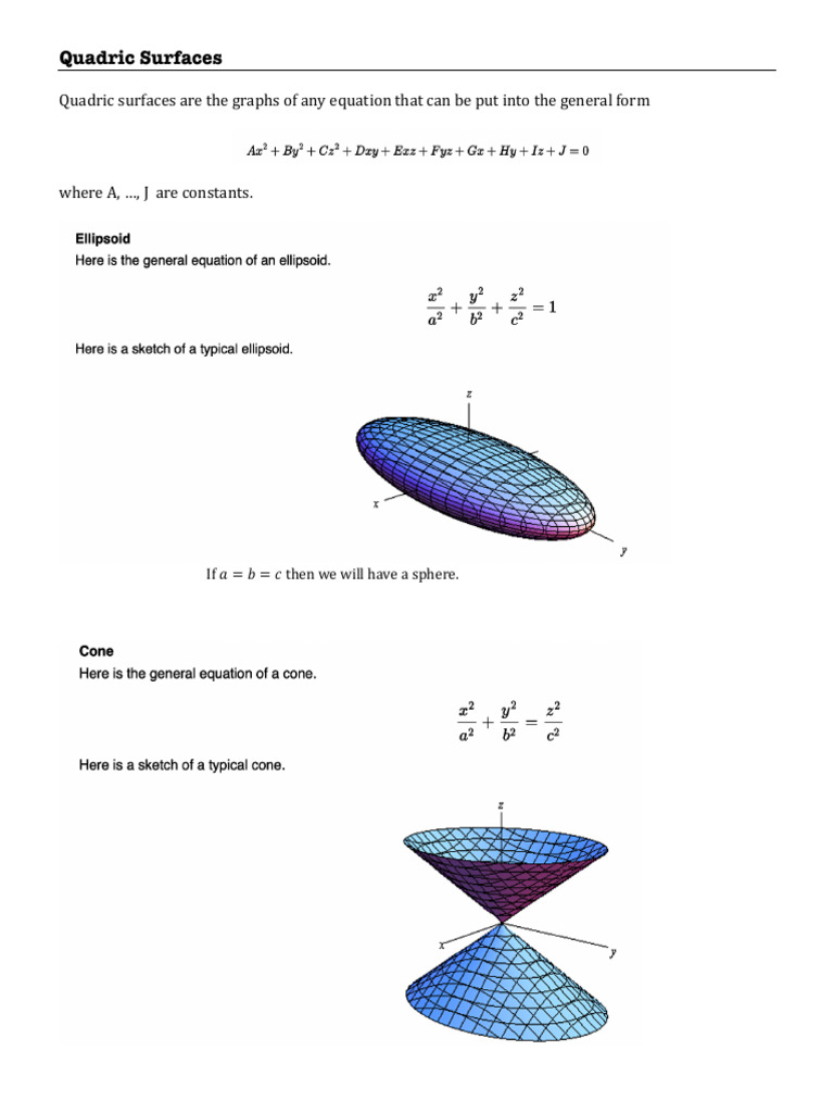 Quadric Surfaces | PDF