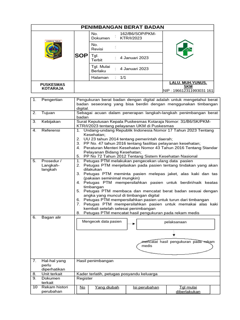 Sop Penimbangan Berat Badan | PDF