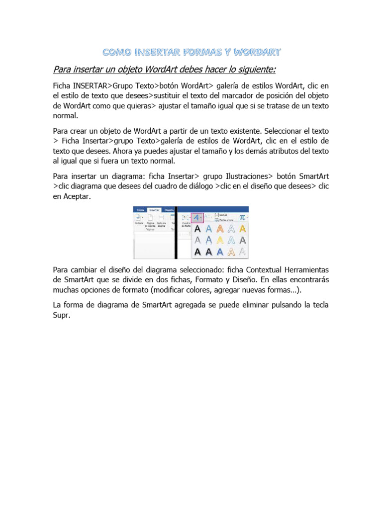 Como Insertar Formas y Wordart.. | PDF