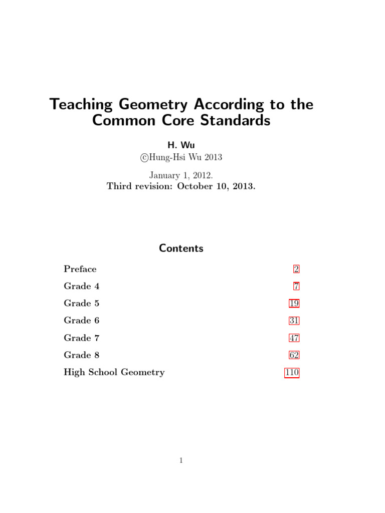 Common Core Geometry Teaching Guide | PDF | Triangle | Rectangle