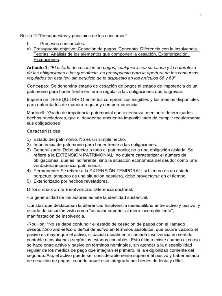 Bolilla 2 CYQ | PDF | Bancarrota | Bienes (Ley)