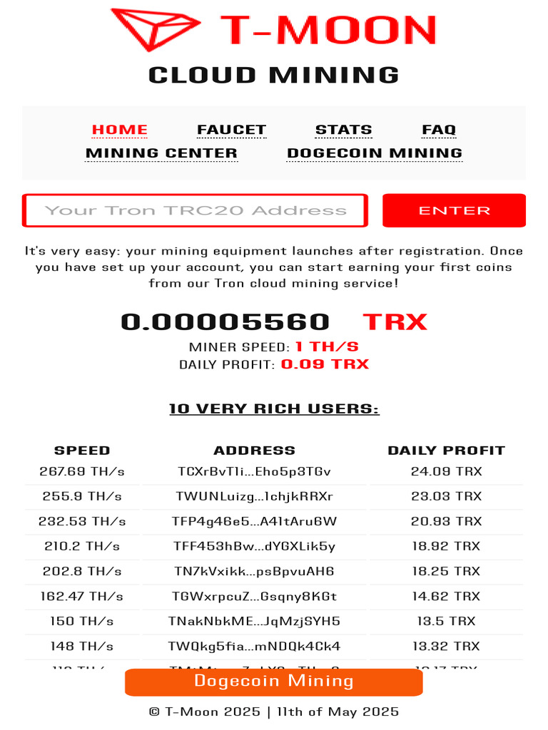 T-Moon - CC - Tron Cloud Mining | PDF