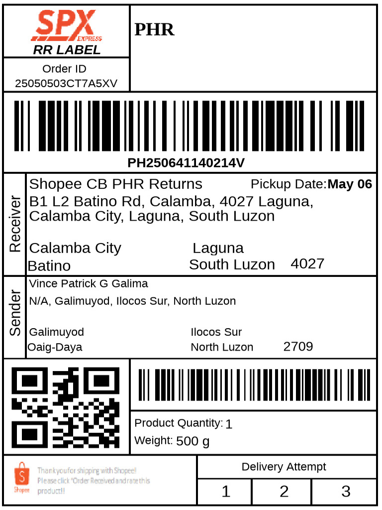 Shopee Returns Pickup in Calamba | PDF