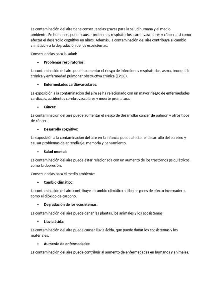 La Contaminación Del Aire Tiene Consecuencias Graves para La Salud ...