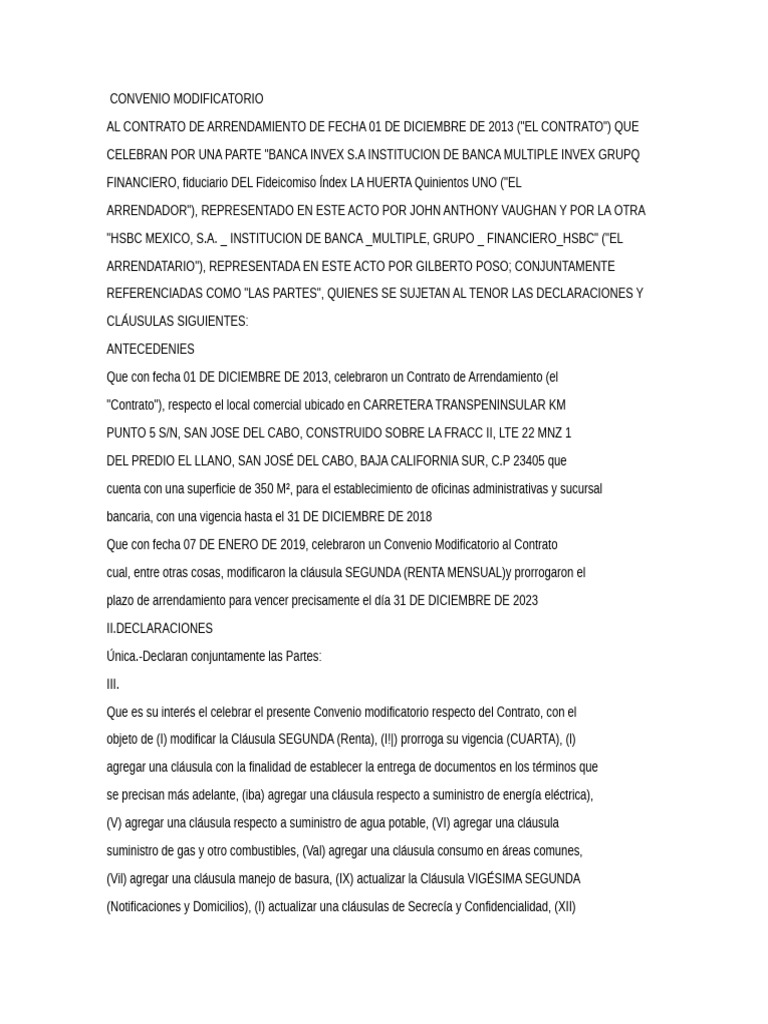 Convenio Modificatorio 1687 | PDF | Factura | Información