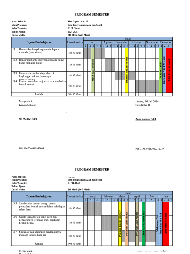 Program Semester Ipas | PDF