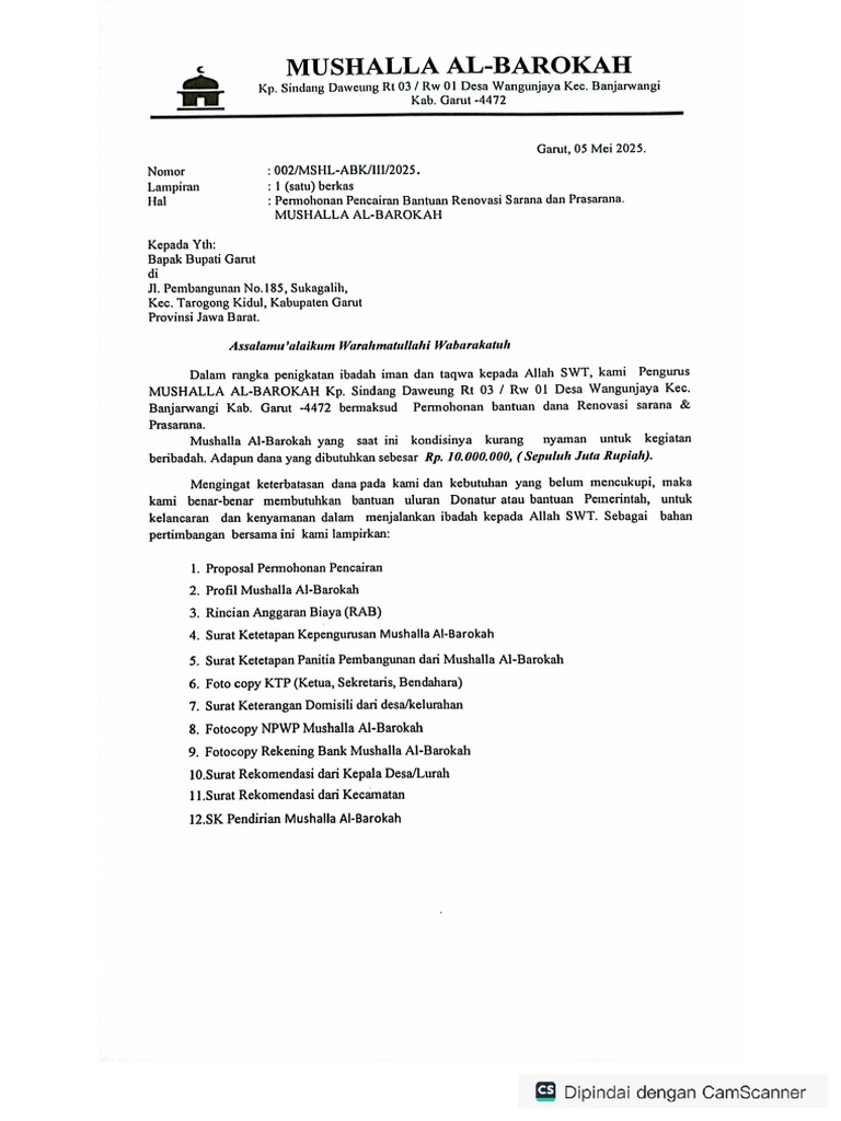 Surat Permohonan Bantuan | PDF