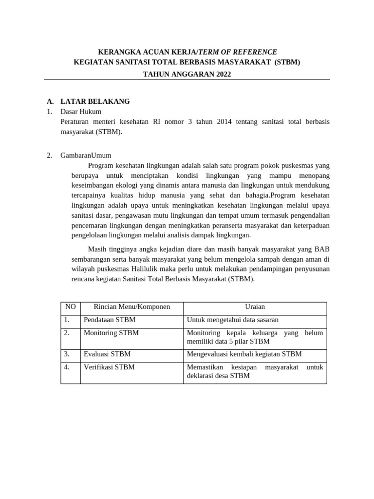 Contoh TOR STBM | PDF