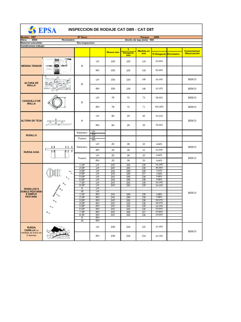 Inspección Roda CAT D8R y D8T | PDF