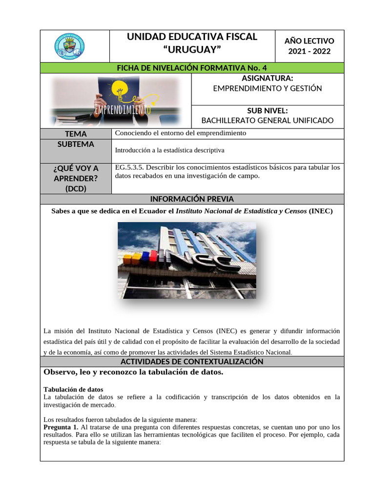 Semana 4 Leon Garcia Andromeda Liliana , Tercero Bc3 , Emprendimiento | PDF | Estadísticas ...