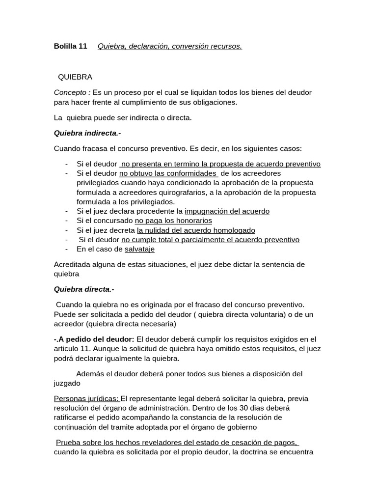 Bolilla 11 CYQ | PDF | Bancarrota | Liquidación