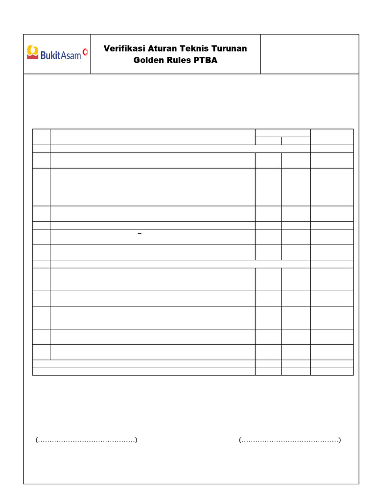 Form Verifikasi Aturan Teknis Turunan Golden Rules-2 | PDF