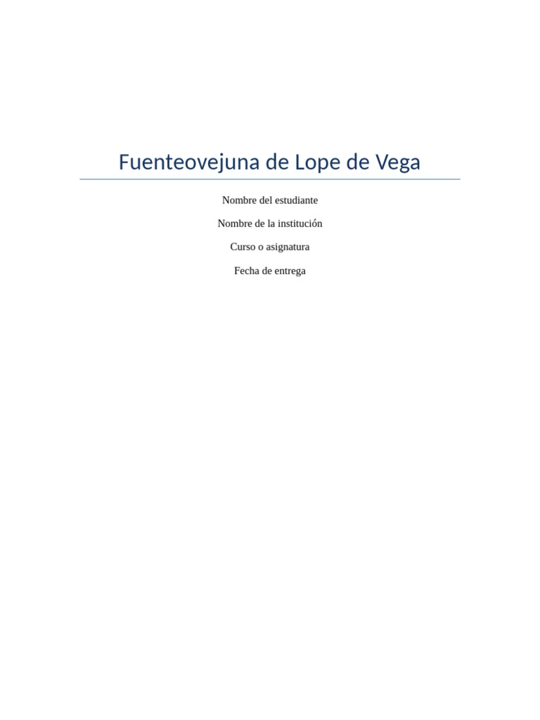 Análisis de Fuenteovejuna de Lope de Vega | PDF