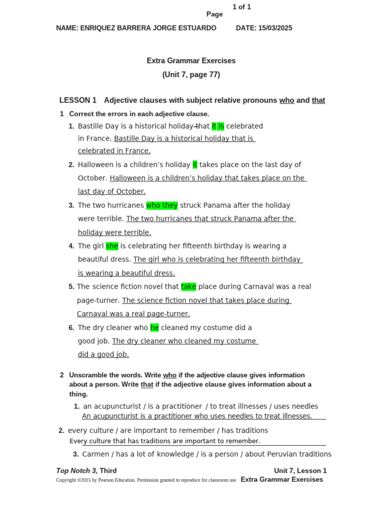 Grammar Practice TR L3 JORGE ENRIQUEZ UI2 | PDF