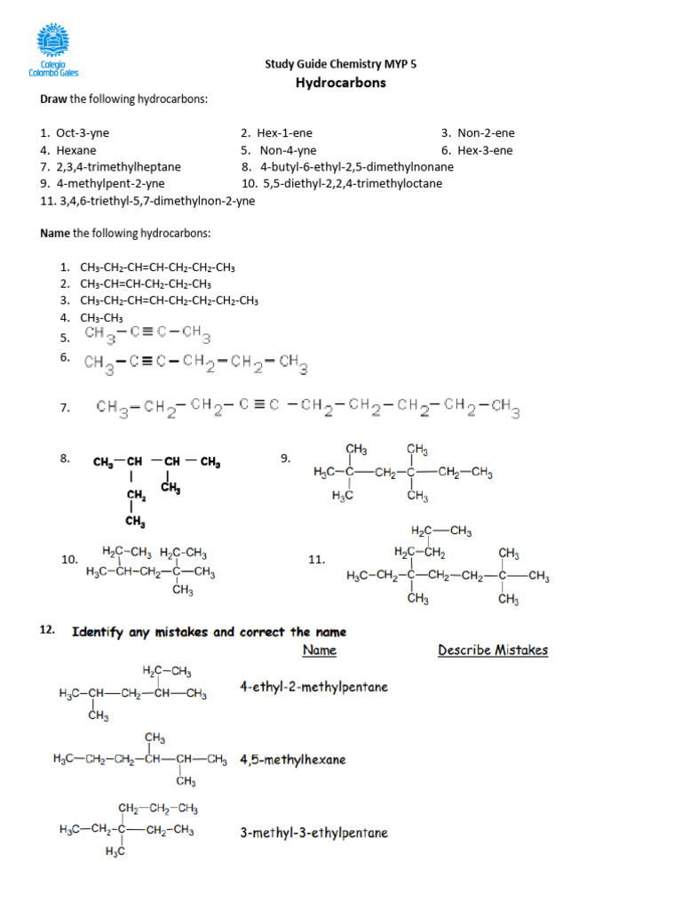 Study Worksheet MYP 5 | PDF