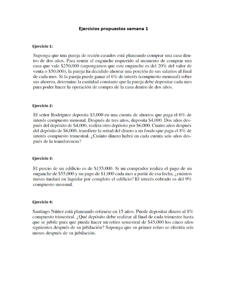 Ejercicios Propuestos Semana 1 | PDF