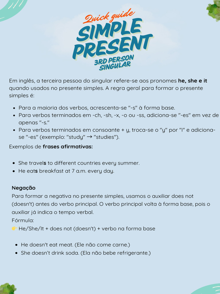 Quick guide simple present 3rd person singular | PDF