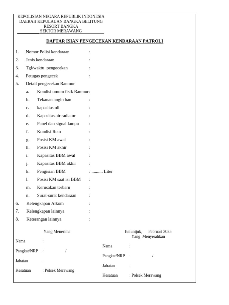 622646408-Blangko-Cek-Kendaraan-Patroli-1 (1) FIKS | PDF