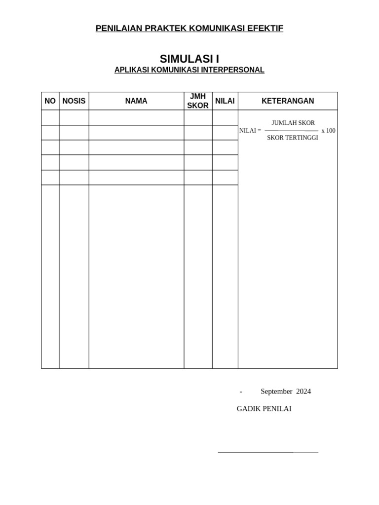 Blanko Penilaian Praktek | PDF