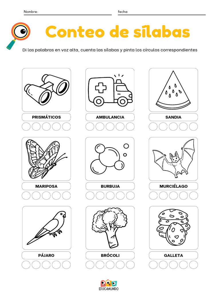 Fichas de Conteo Sílabas Niños | PDF | Zoología