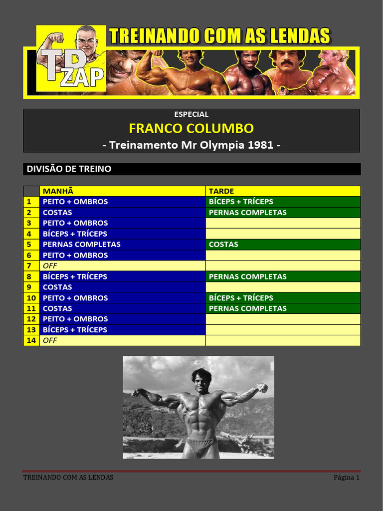 Treino Mr. Olympia: Franco Columbo | PDF | Musculação