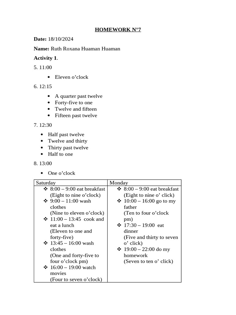Time Management Homework Exercise | PDF