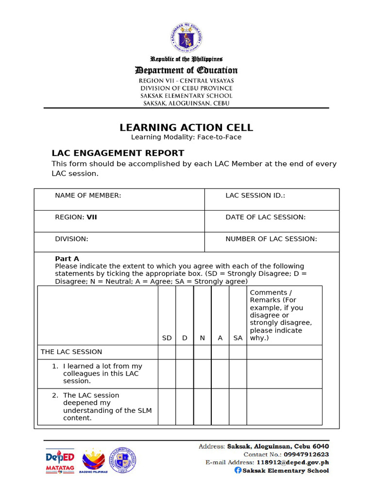 Documenter Print 1 Per Teacher Per LAC LAC ENGAGEMENT REPORT | PDF ...