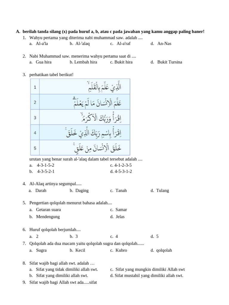soal kls 3 smt 1 | PDF