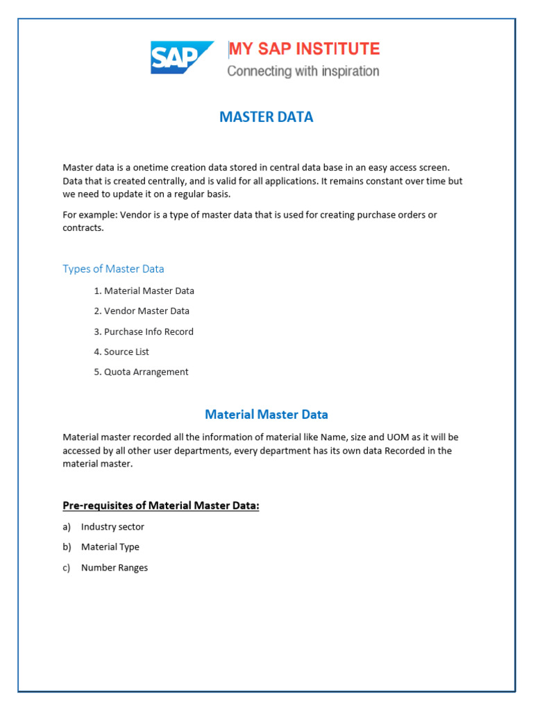Material Master Data - SOP | PDF | Computing | Information Science