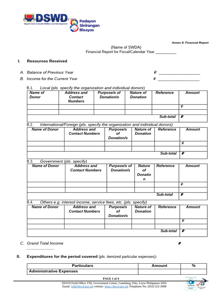DSWD SB GF 053 - REV 01 - Financial Report | PDF | Expense | Revenue