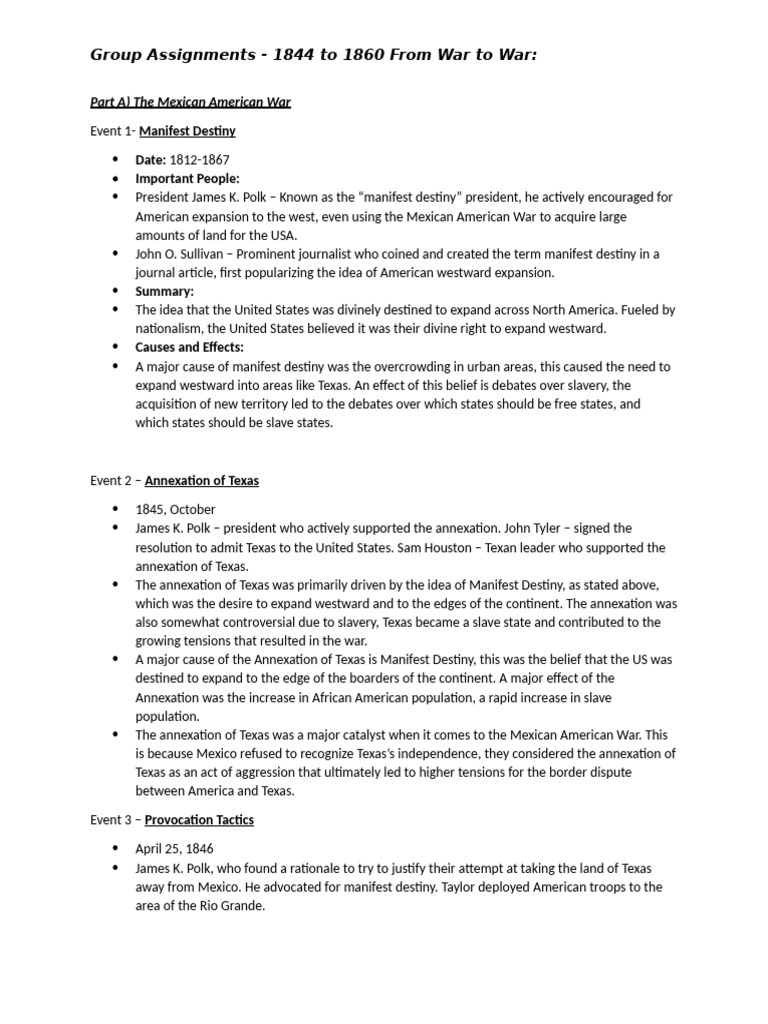 Apush Group Assignment War To War | PDF | Abraham Lincoln | Slavery