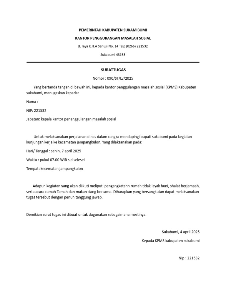 Surat Tugas Riki | PDF