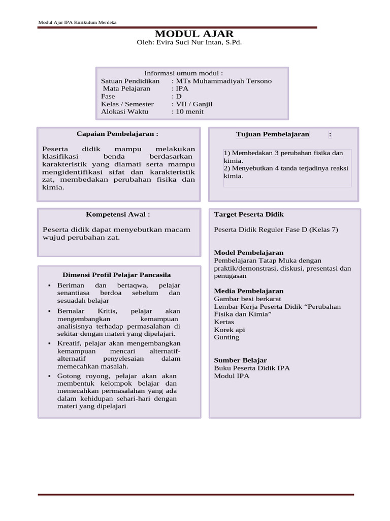 Modul Ipa Kumer Kelas 7 | PDF