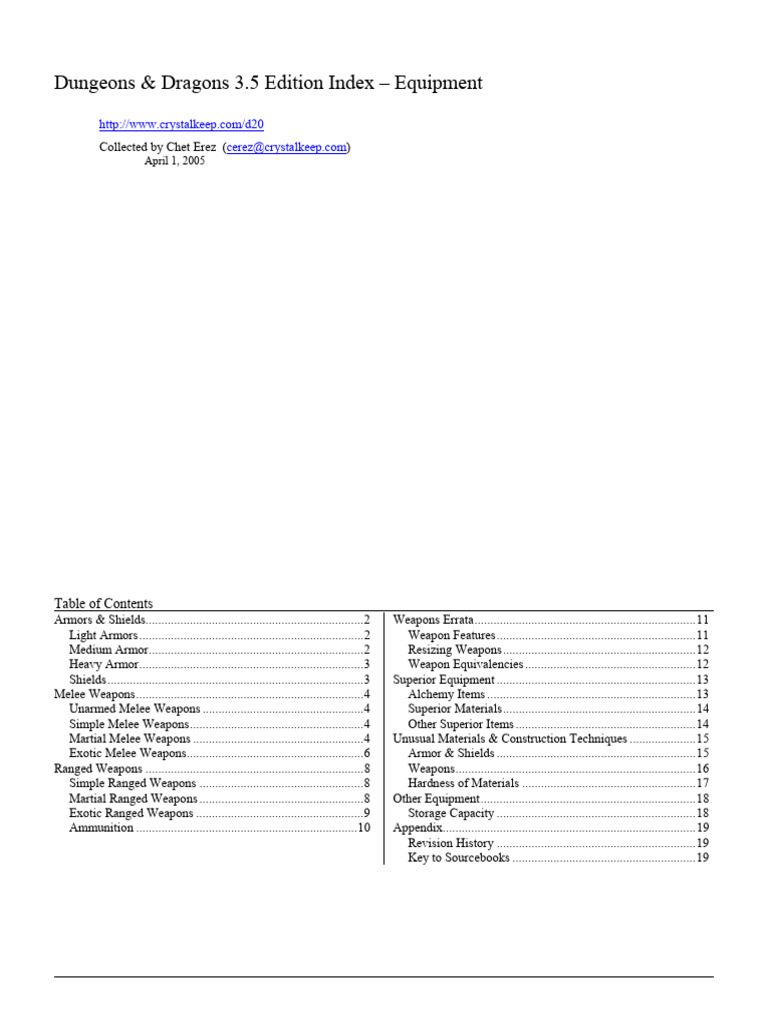 DnD3.5Index Equipment | PDF | Shield | Armour