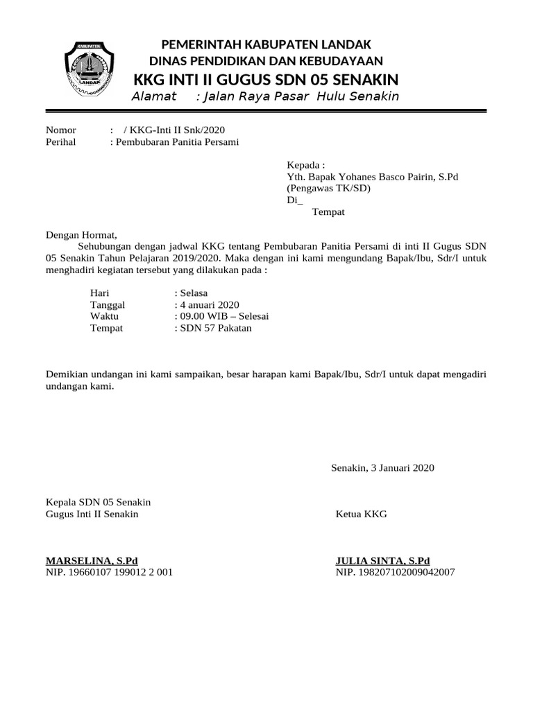 Surat Undangan Rapat KKG | PDF