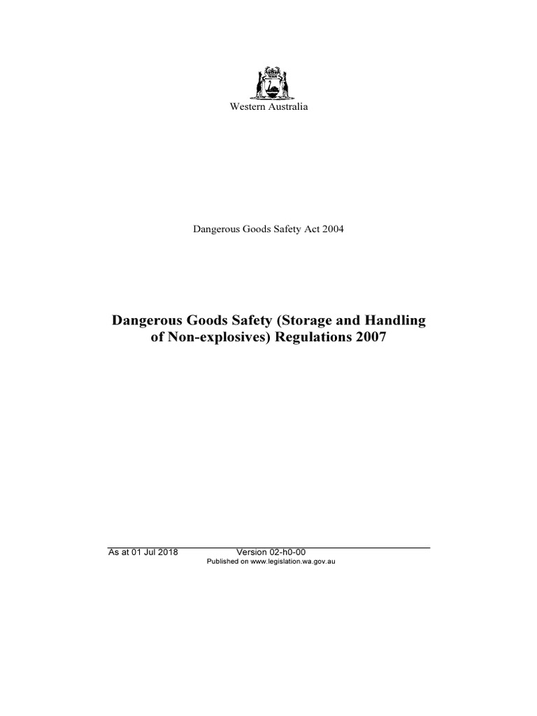 Dangerous Goods Safety (Storage and Handling of Non-Explosives ...