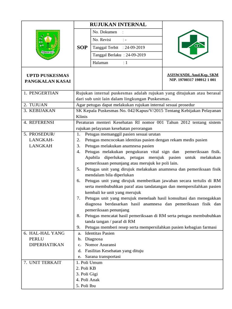 SOP Rujukan Internal | PDF
