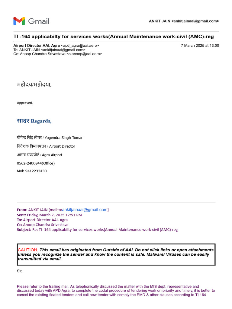 Gmail - TI - 164 Applicabilty For Services Works (Annual Maintenance Work-Civil (AMC) - Reg-2 | PDF