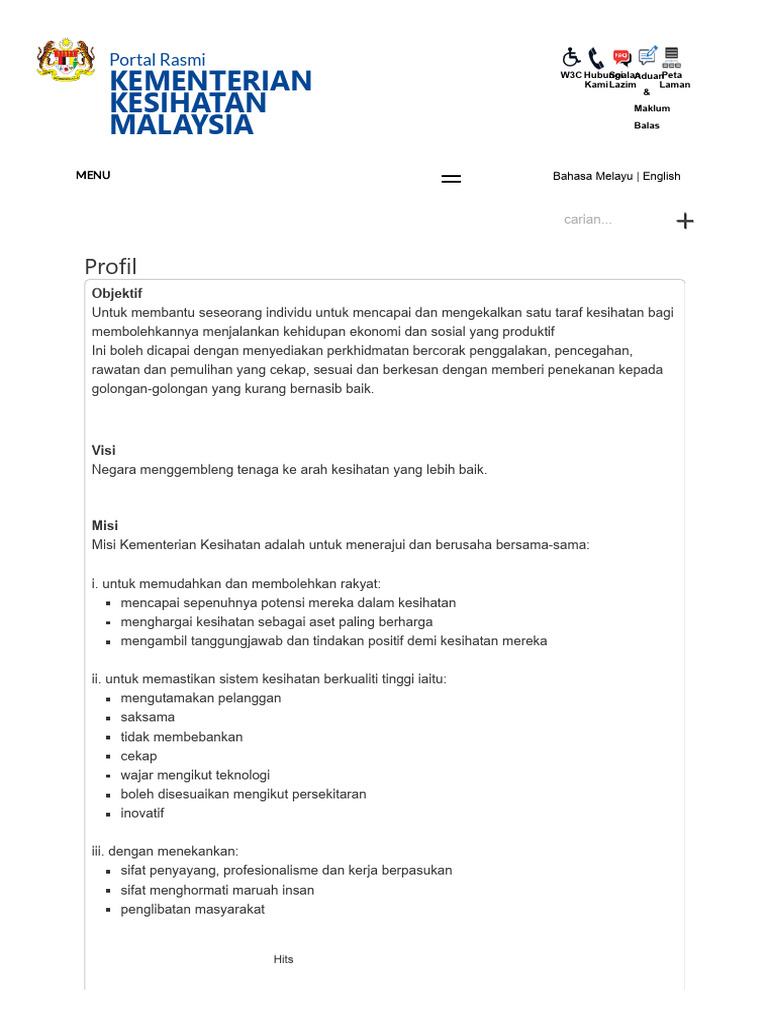 Portal Rasmi Kementerian Kesihatan Malaysia | PDF