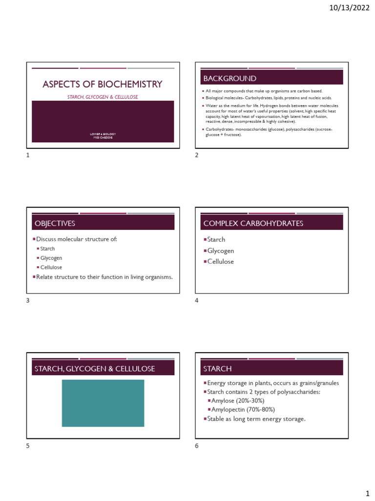 Starch, Glycogen, Cellulose | PDF | Polysaccharide | Starch